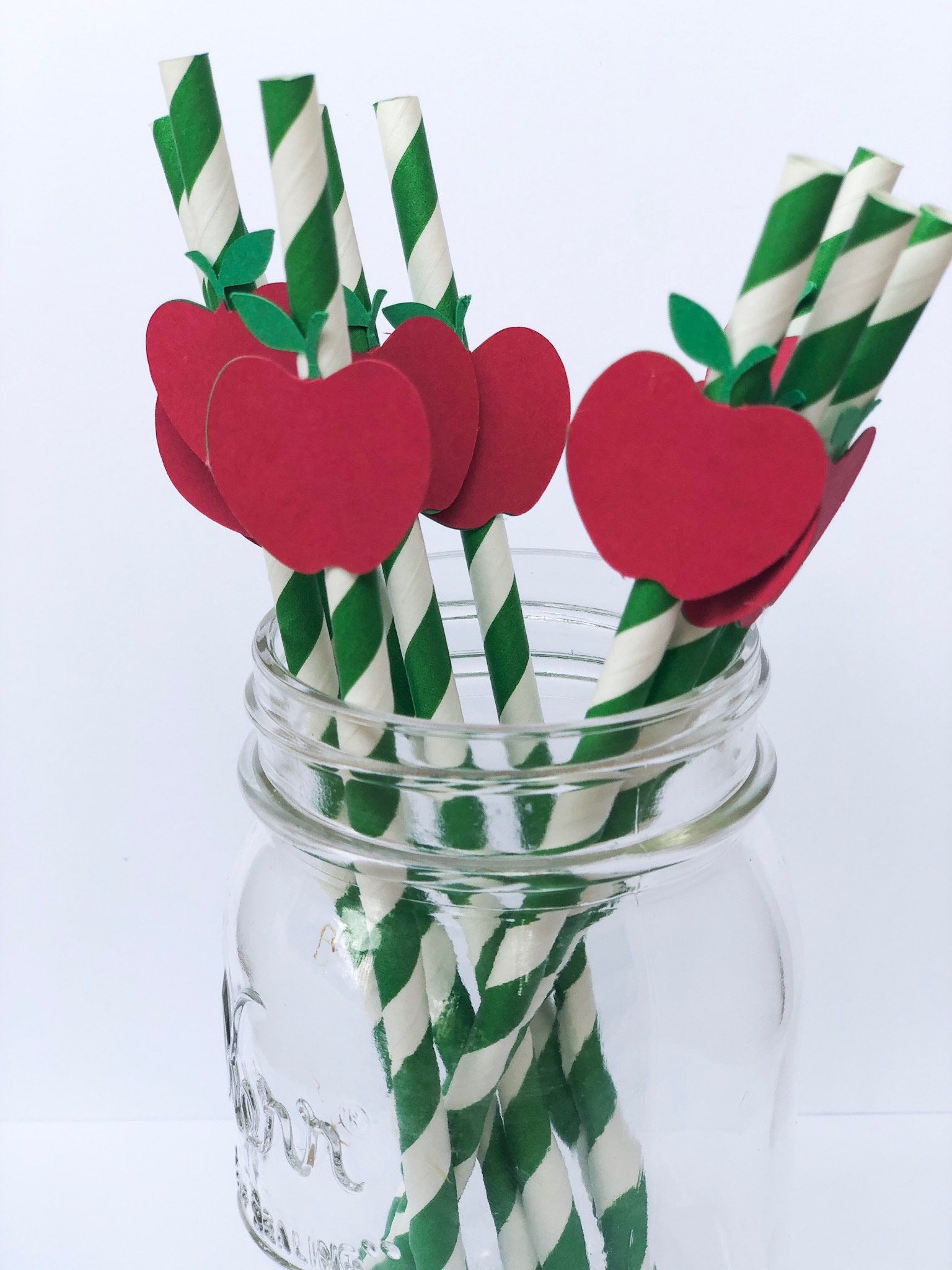 Apple Party Decorations Appel Party Straws Green straws | Etsy