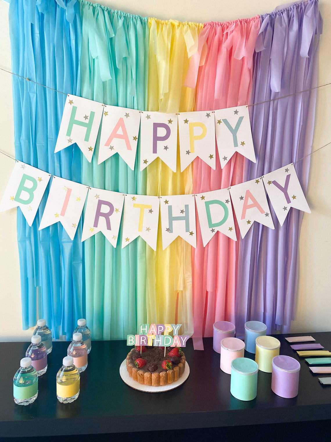 Rainbow Backdrop Rainbow Fringe Curtain Rainbow Party - Etsy