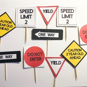 Construction Theme Party Topper, Traffic Sign Cupcake Topper, Road Sign ...