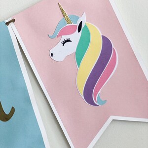 Personalize Unicorn Banner, Rainbow Unicorn Birthday Banner, Unicorn ...