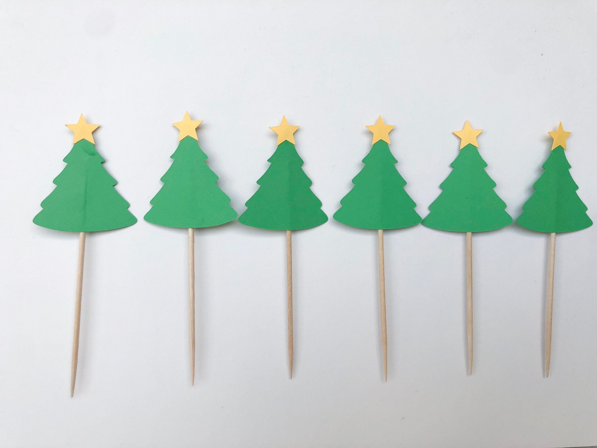 Christmas Tree Cupcake Topper, Holiday Party Decorations, Holiday ...