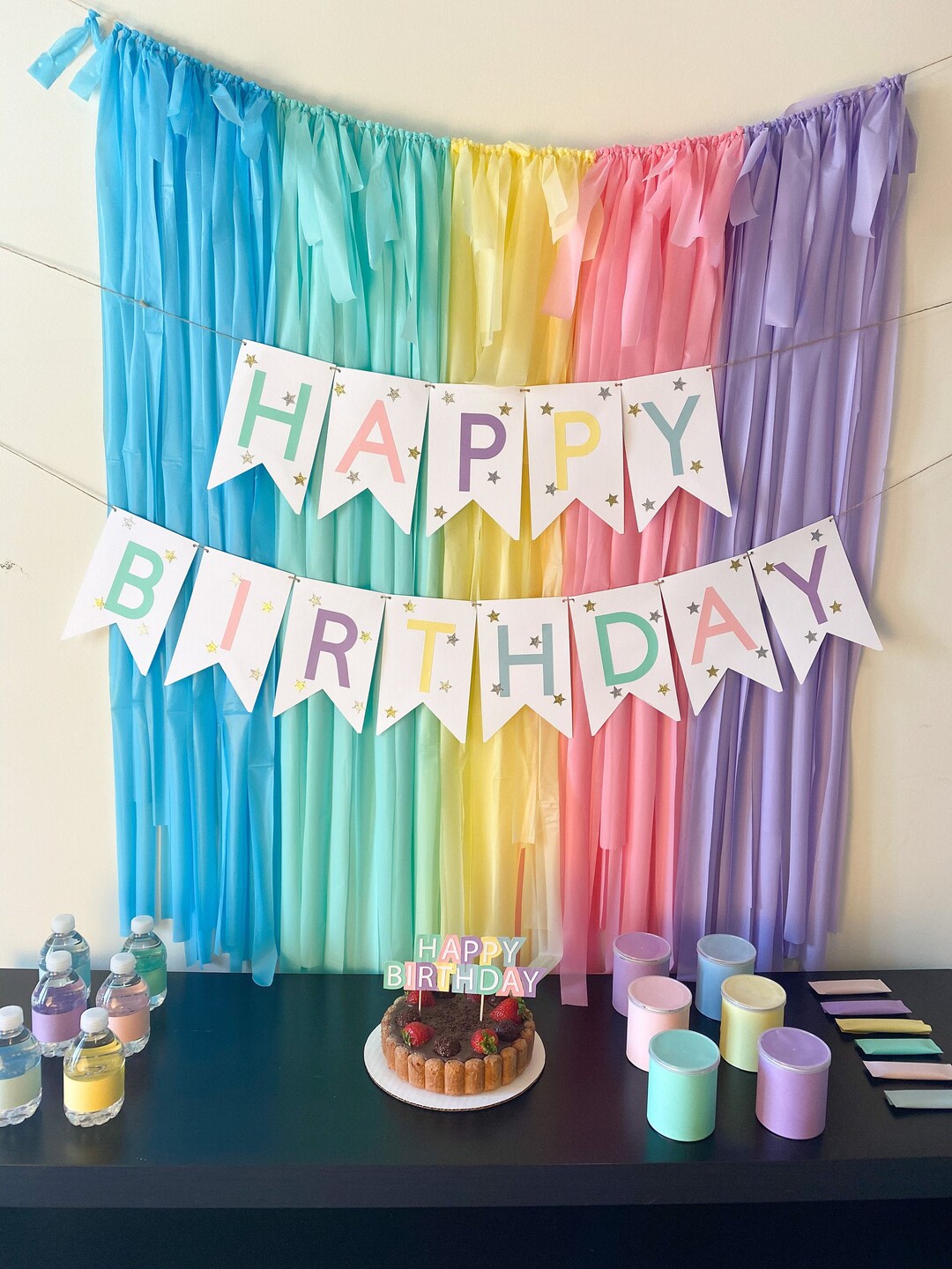 Rainbow Backdrop, Rainbow Fringe Curtain, Rainbow Party Decoration ...