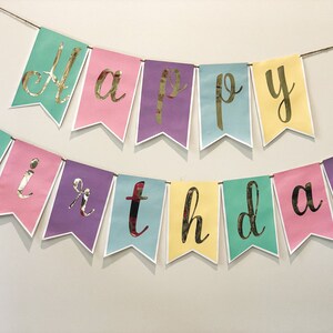 Personalize Happy Birthday Banner, Pastel Birthday Banner, Girl ...