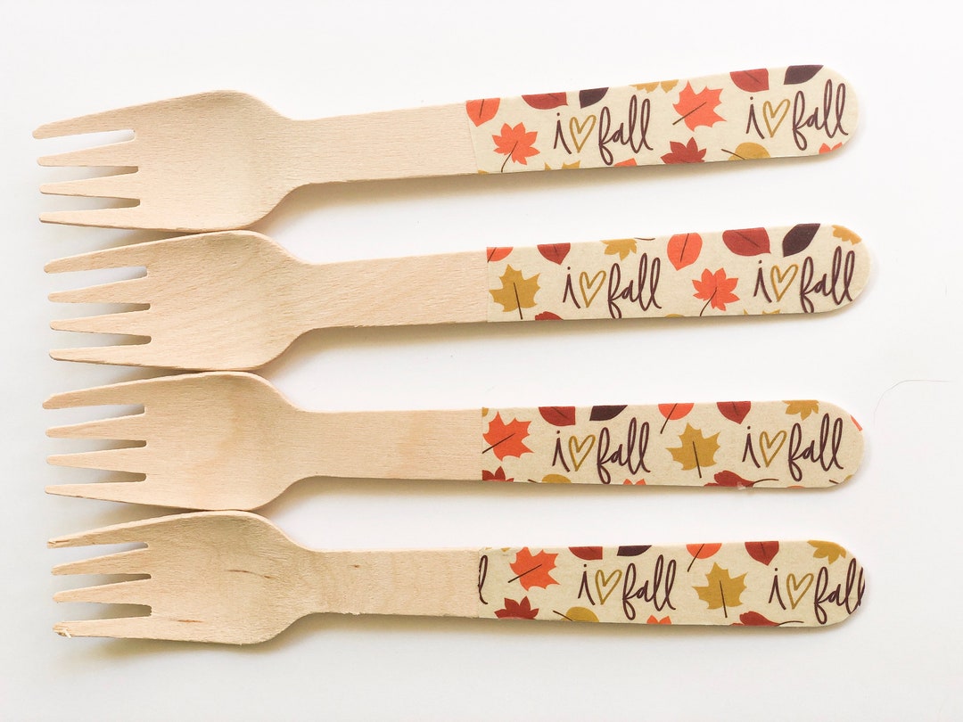 Fall Wooden Forks: Thanksgiving Dinner Tableware, Autumn Party Decor ...