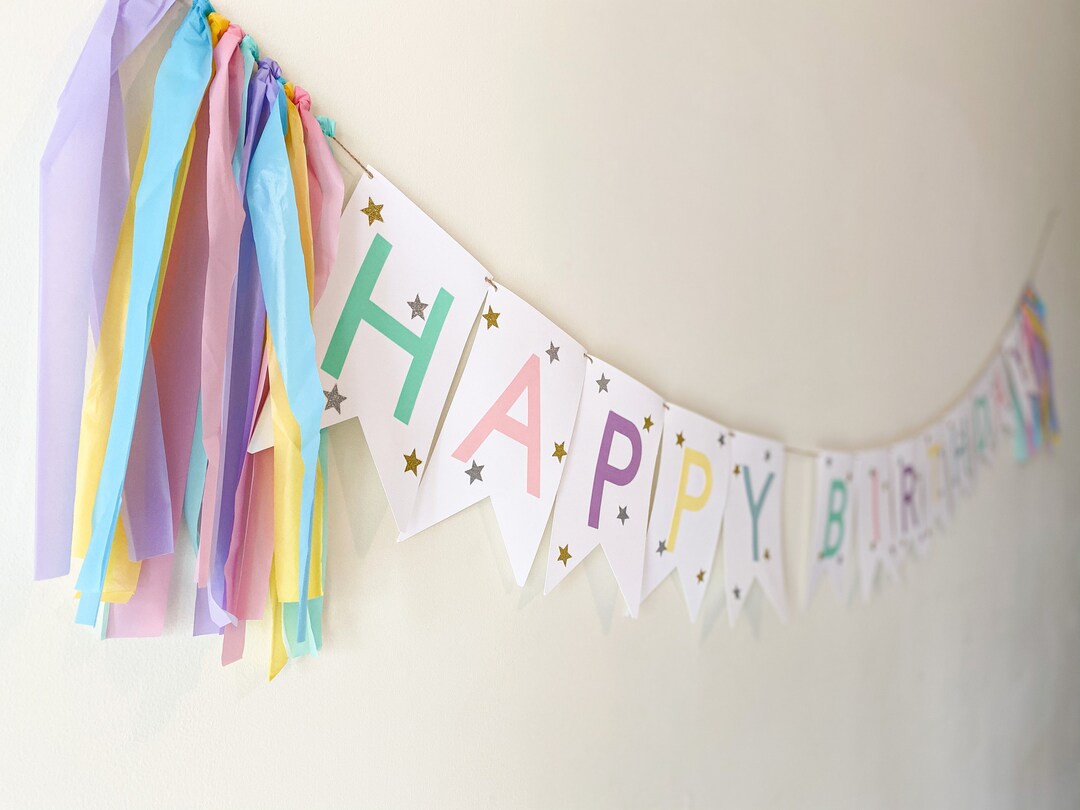 Personalized Pastel Birthday Banner: Rainbow Party Decor - Etsy