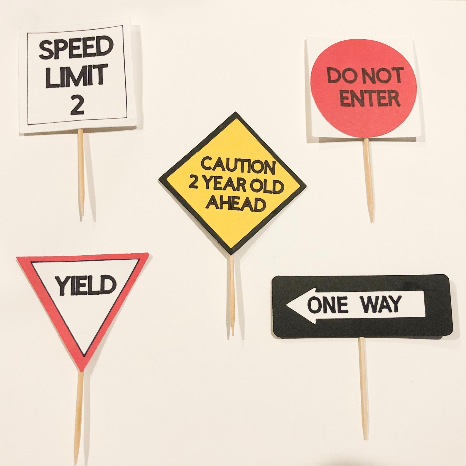 Construction Theme Party Topper Traffic Sign Cupcake Topper - Etsy