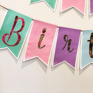 Personalize Happy Birthday Banner, Pastel Birthday Banner, Girl ...