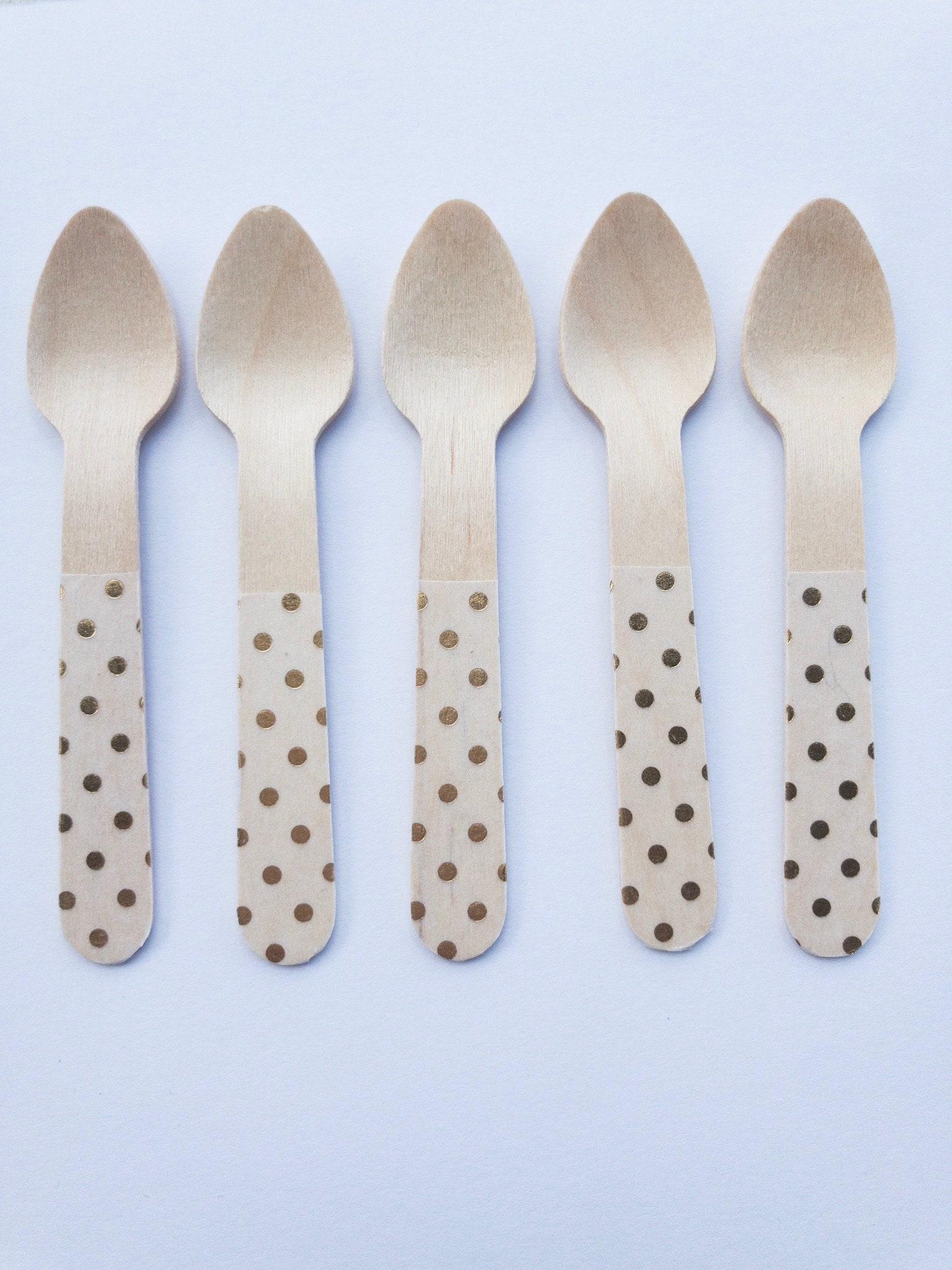 Gold Polka Dot Wooden Cutlery Wedding Mini Spoons Elegant - Etsy