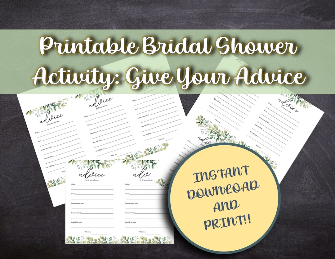 Advice for the Bride | Bridal Shower Activity | Printable - Etsy