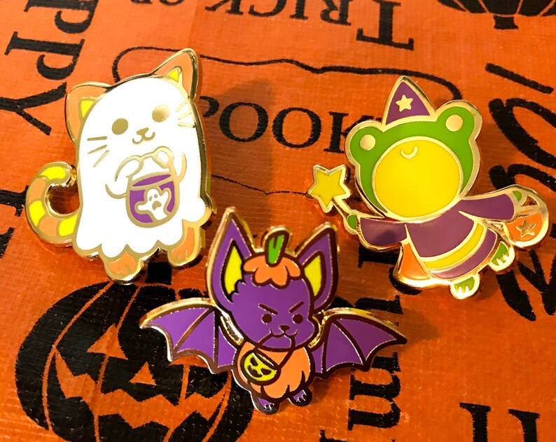 Trick-or-treat Batty Enamel Pin - Etsy