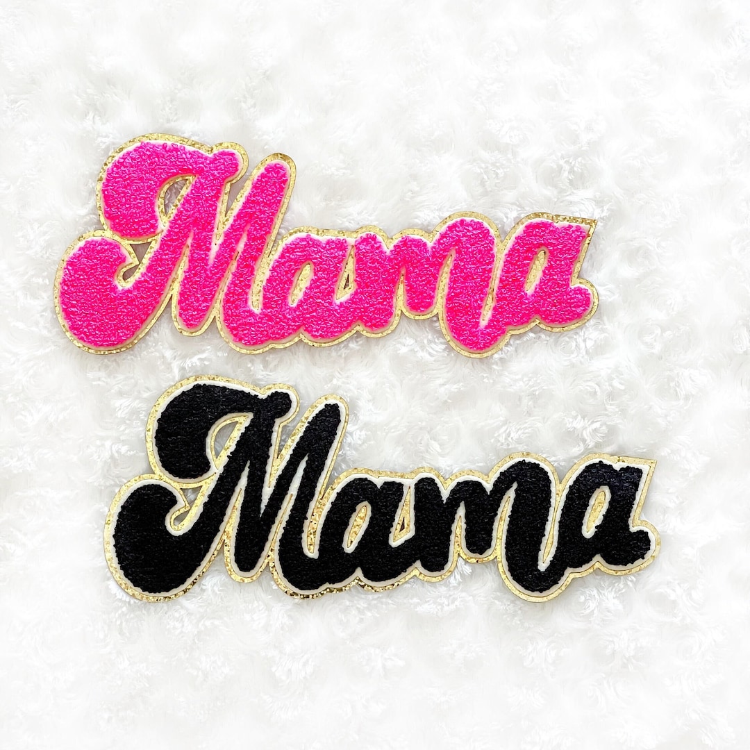 Mama Chenille Iron on Patch | Mama Patch | Hot Pink Mama Patch | Mama Patches | Black Mama Patch ...