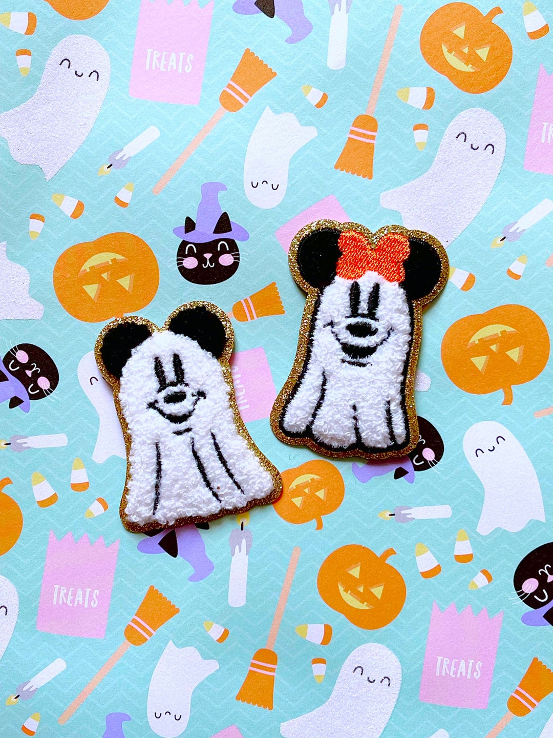 Mickey & Minnie Halloween Ghost Patches, Mickey Ghost Patch, Mickey ...