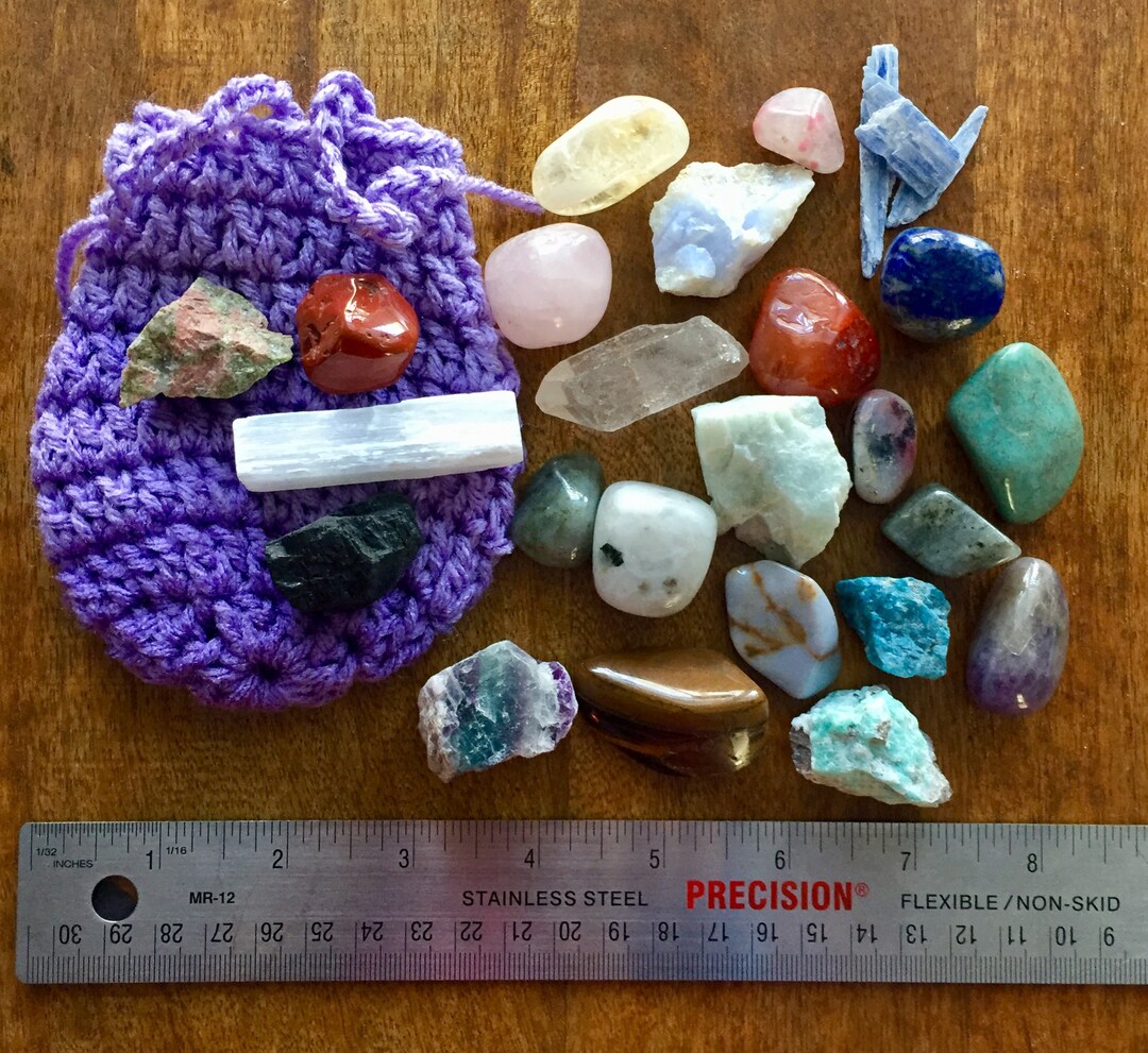 Crystal Set With Handmade Drawstring Bag/customizable/rough & Tumbled ...