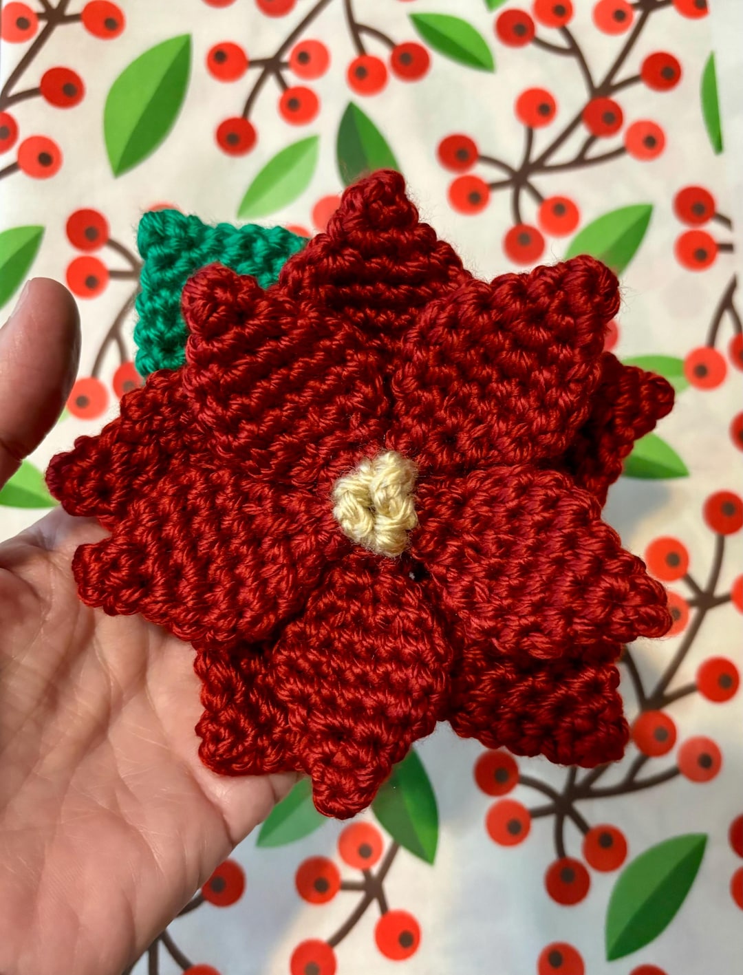 Crochet Pattern: Christmas Poinsettia Home Decor. Pattern Can Be ...