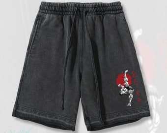 Washed Anime Shorts, Anime Shorts, Anime Character Inspired Baggy ...