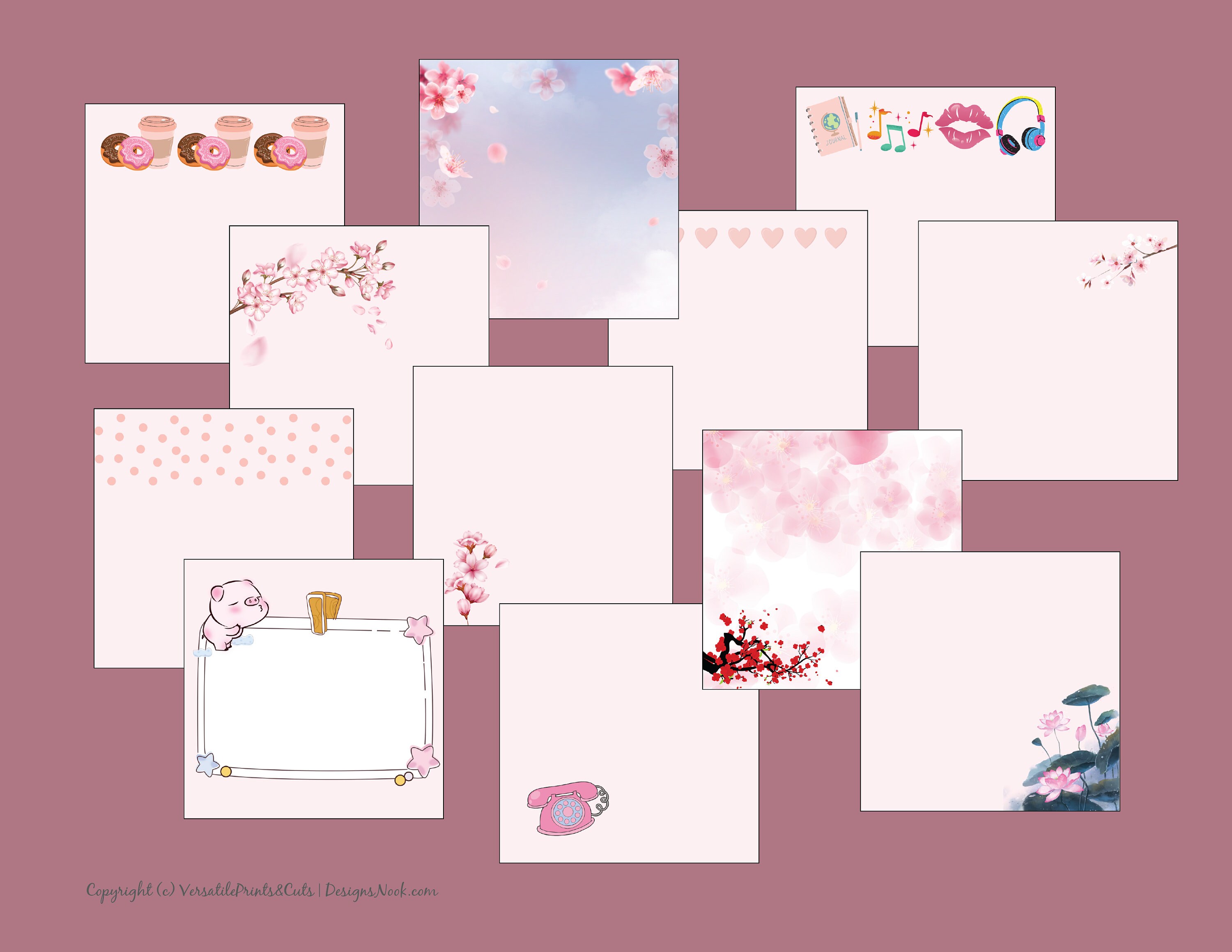 Cute Pink Floral Notepads – Printable Kawaii Sticky Notes (PDF) - Etsy
