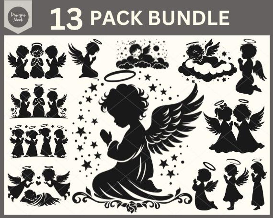 Praying Angel SVG Bundle, Christmas Svg, Holidays Svg, Angel Baby Svg ...
