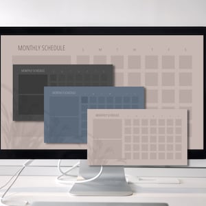 3 Colors UNDATED Desktop Calendar, Digital Background, Undated Desktop ...