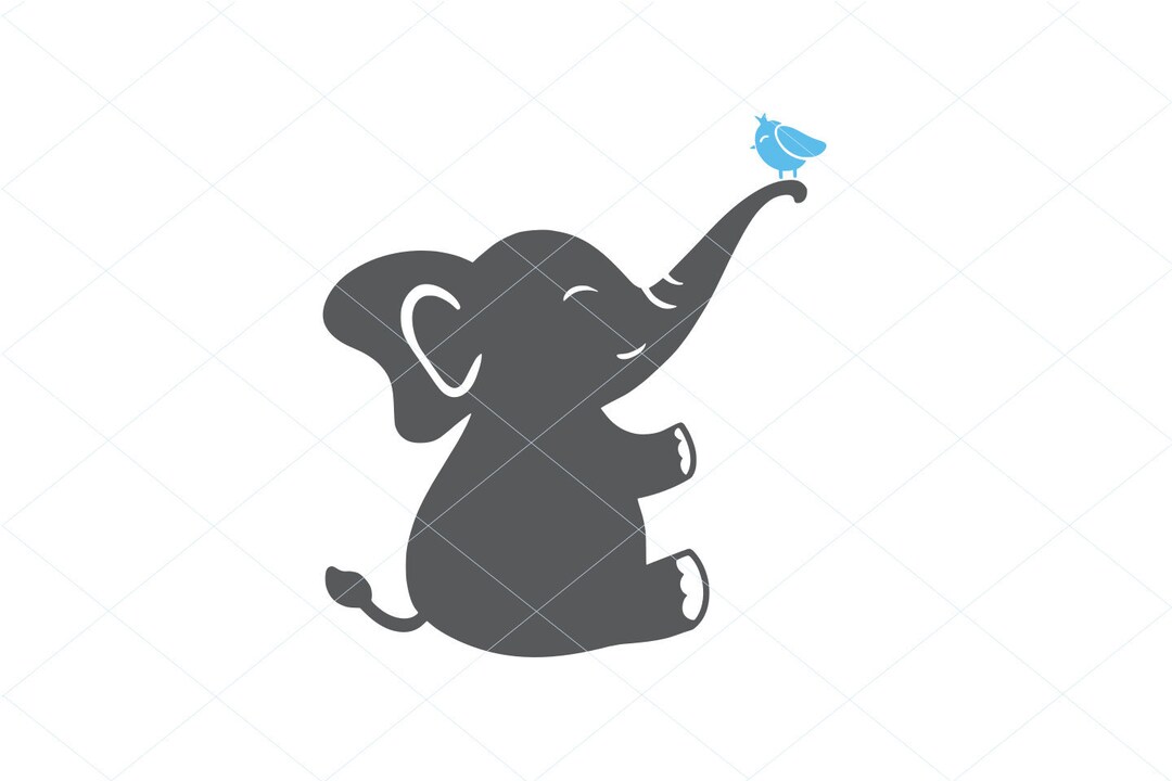 Baby Elephant and Bird Svg, Cute Elephant, Baby Shower Cut File, Cute ...
