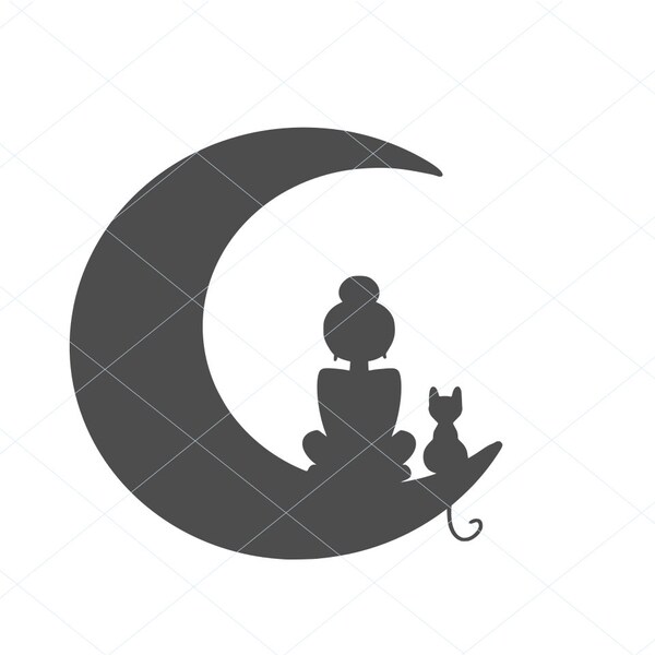 Cat and Moon Stencil - Etsy