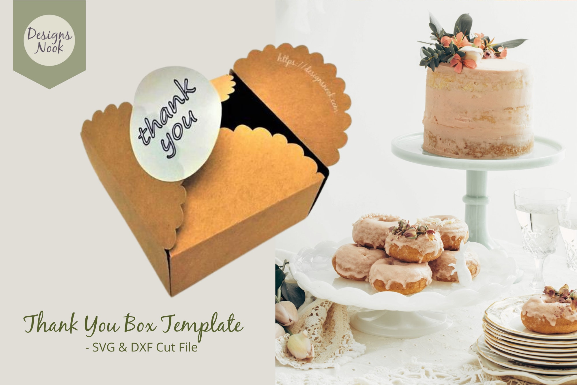 Scallop Thank You Box Gift Box Svg Treat Box Favor Box - Etsy