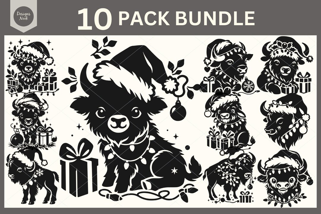 Christmas Bison SVG, Festive Bison SVG Cut File, Christmas Lights ...