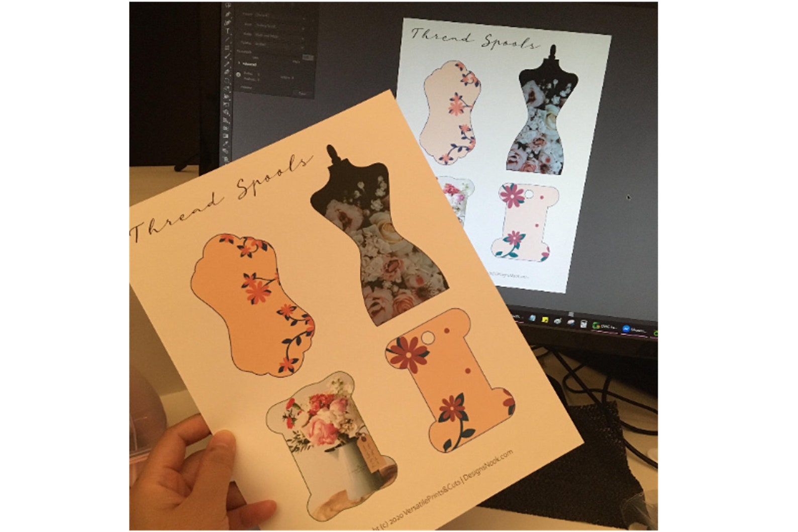 4 Patterns of Thread Spools Template Floral Pattern Template | Etsy