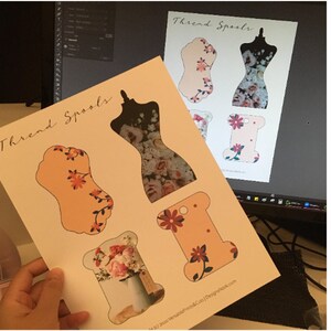 4 Patterns of Thread Spools Template, Floral Pattern Template, Thread ...