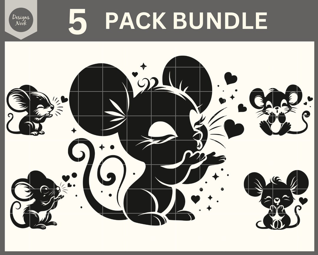 Mouse Kiss SVG, Little Mouse Svg, Mouse Clipart, Cute Mouse SVG Vector ...