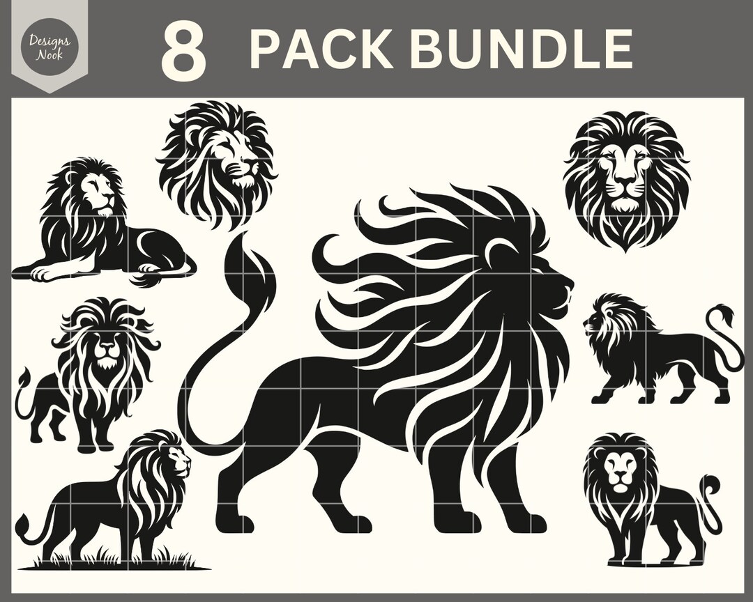 Lion Svg, Lion Wildlife Scene Svg, Big Lion Svg, Grizzly Lion Svg, Lion ...