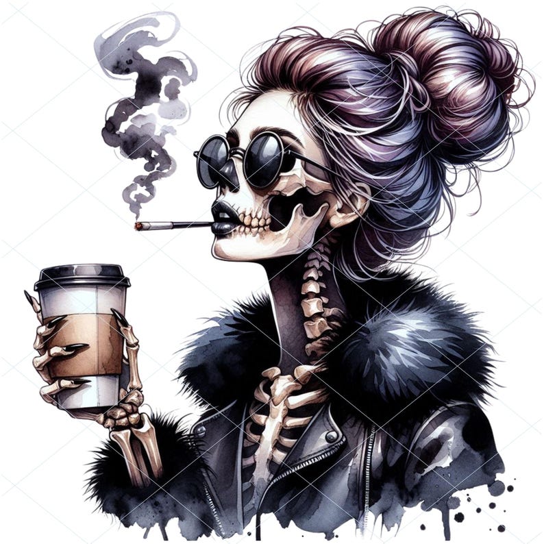 14 Skeleton Drinking Coffee, Caffeinated Skeleton Png, Skull Png ...
