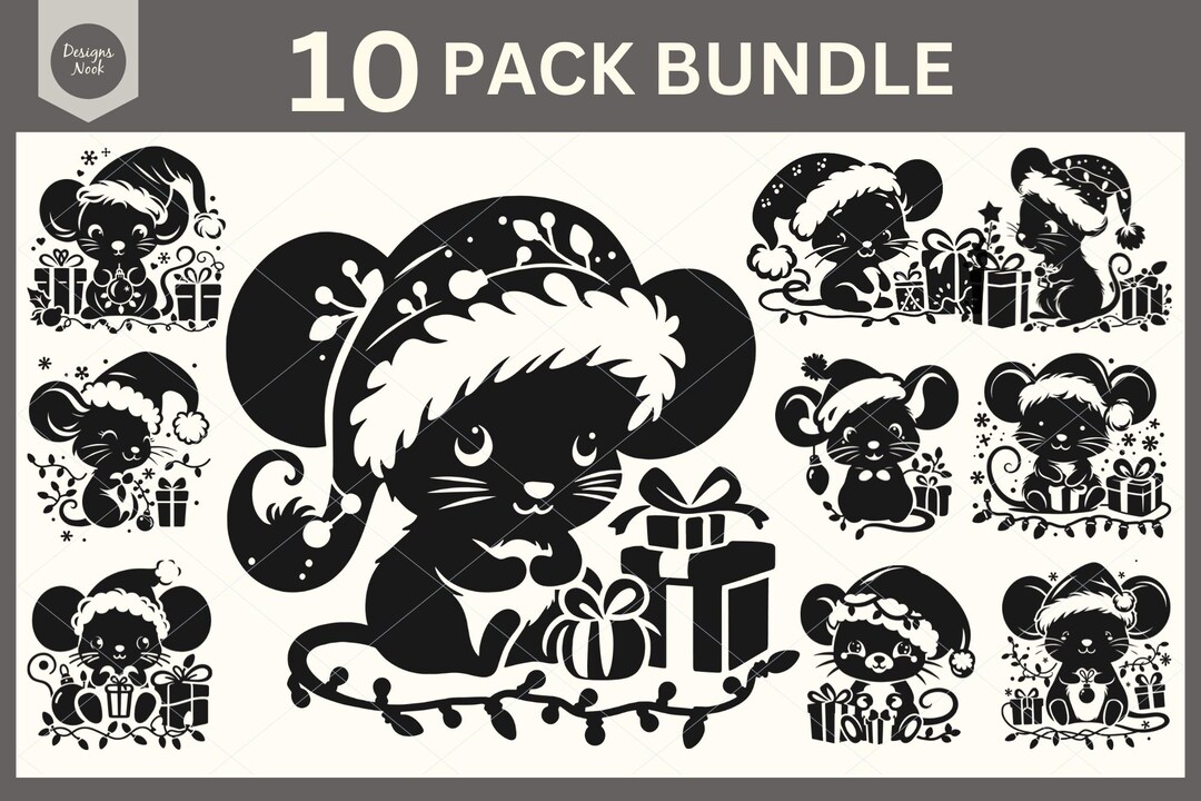 Christmas Mouse SVG, Festive Mouse SVG Cut File, Christmas Lights ...