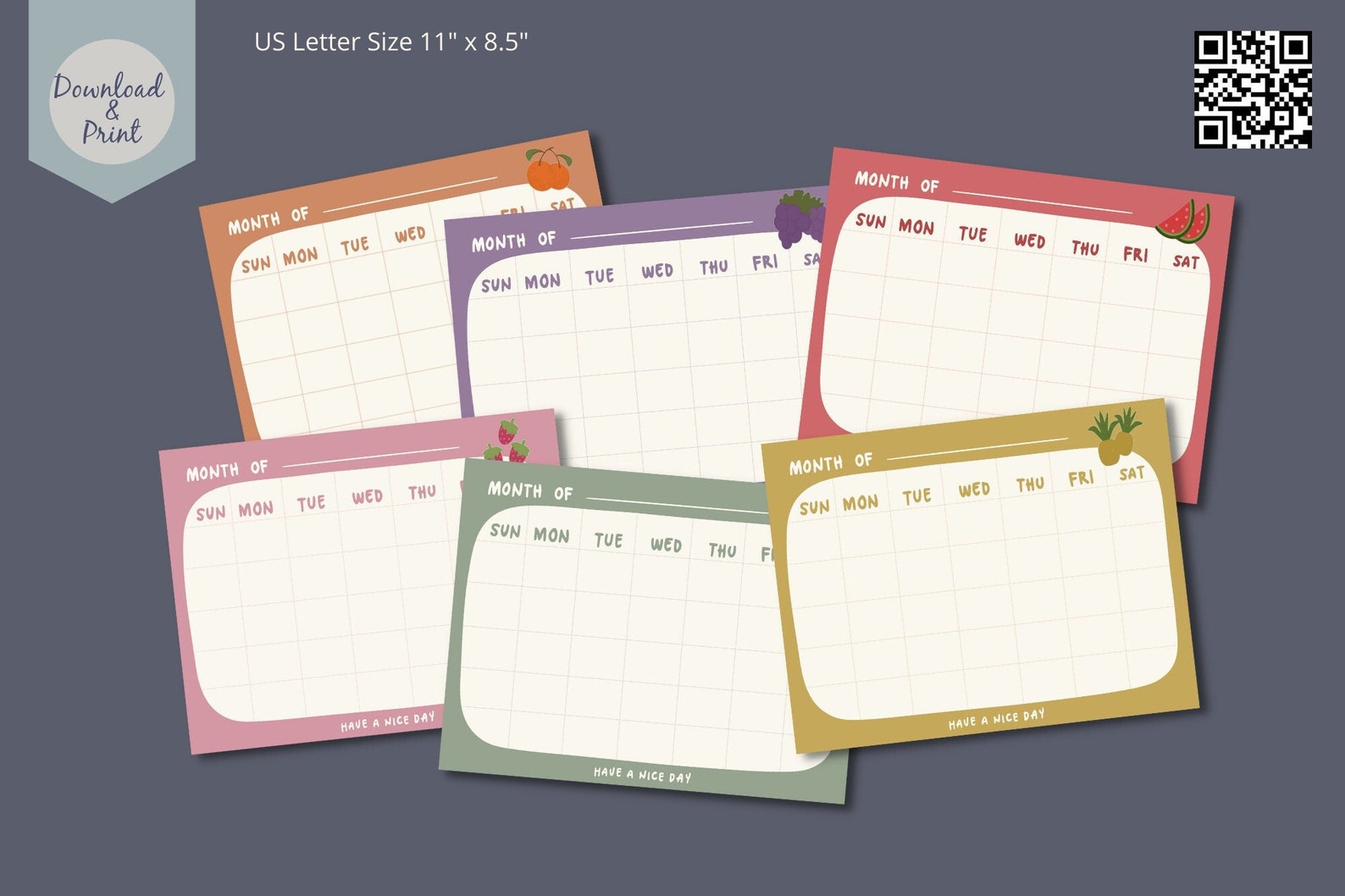 Printable BLANK Monthly Calendar Digital Monthly Planner | Etsy