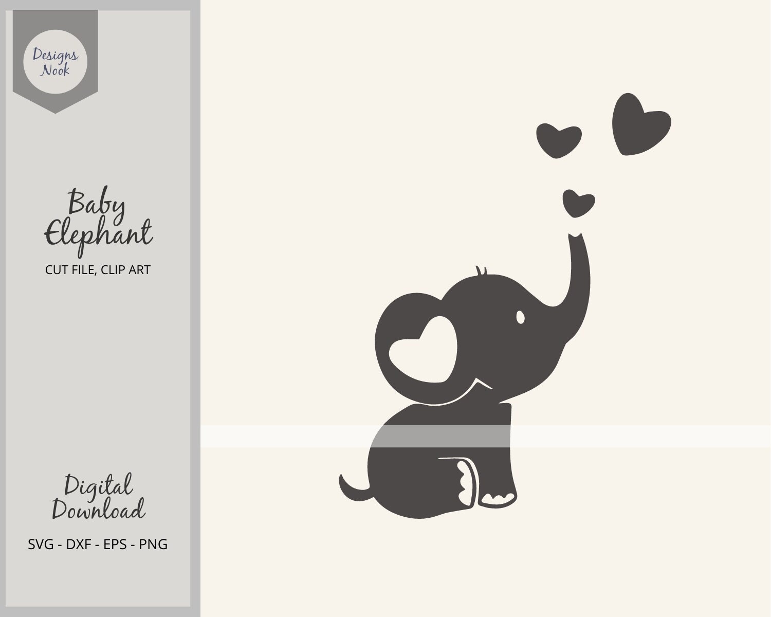 Elephant With Heart Svg - Etsy