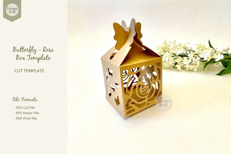 Butterfly Rose Gift Box Template - SVG, PDF (digital Download) - Etsy