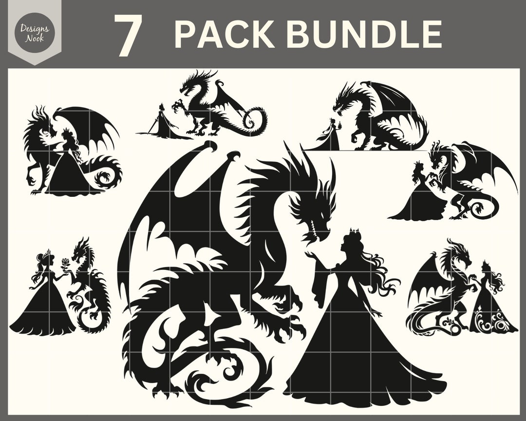 Dragon Svg Bundle, Dragon and Princess Svg, Dragon Clipart, Dragon ...