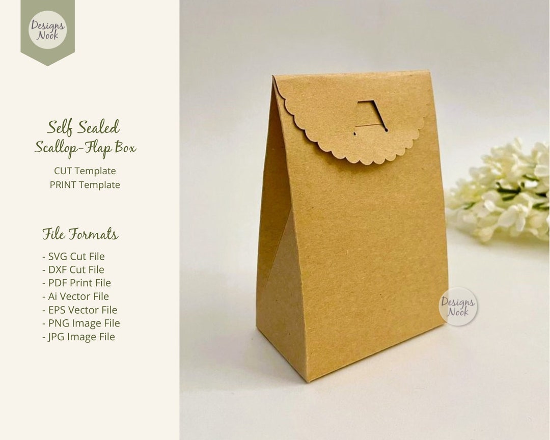Self Sealed Gift Bag, Closed Lid Gift Bag, Gift Box SVG, Favour Box SVG ...