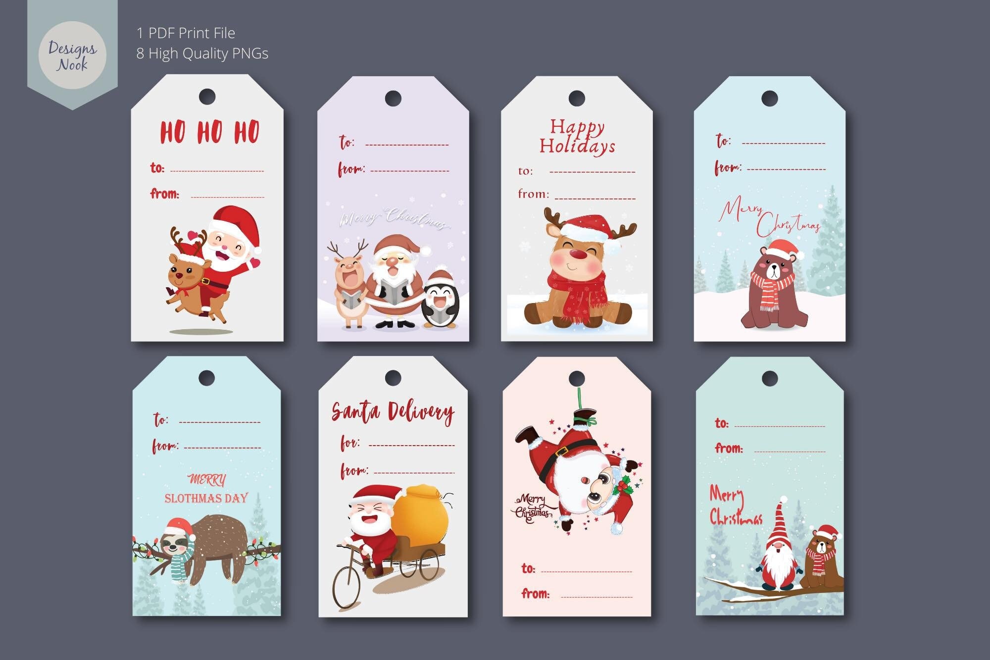 Printable Christmas Gift Tags Cute Gift Tag Template Santa - Etsy