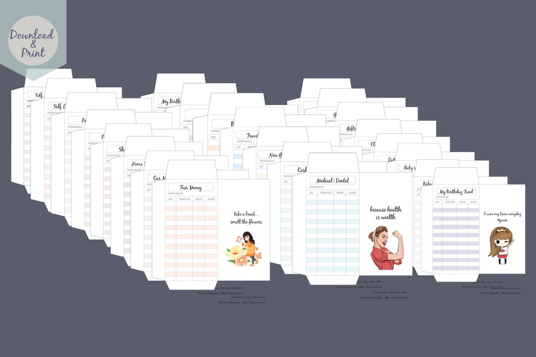 23 Cash Envelope Bundle, Cash Trackers, Cash Transaction Register ...