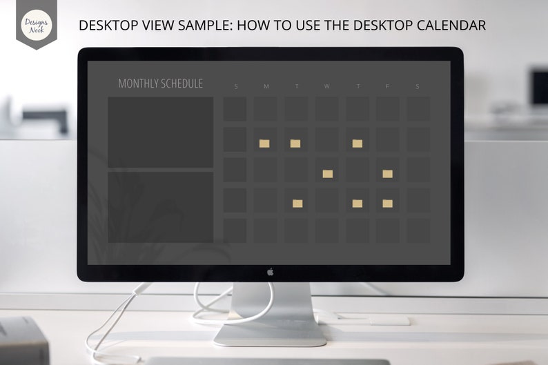 3 Colors UNDATED Desktop Calendar, Digital Background, Undated Desktop ...