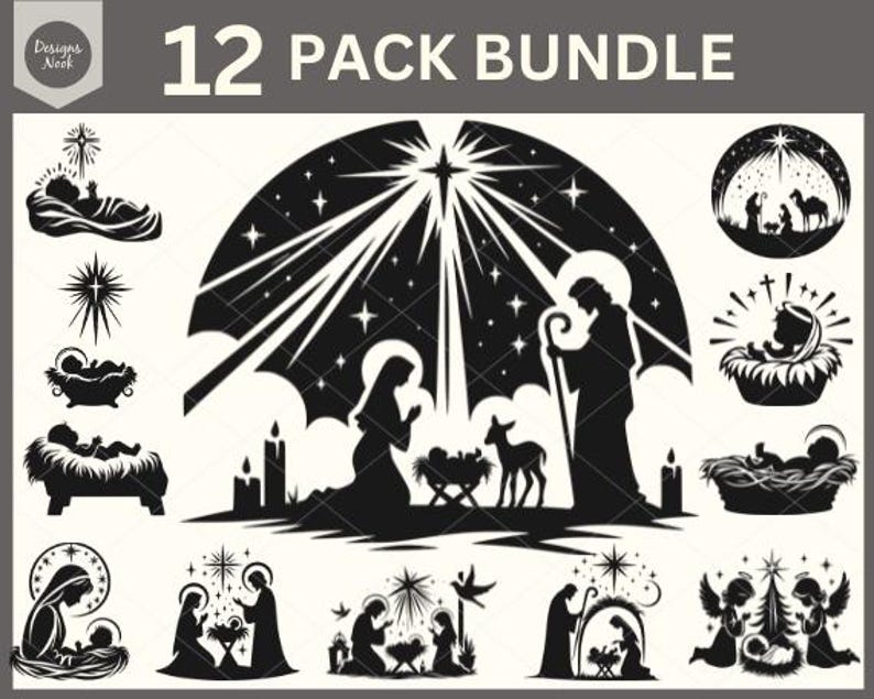 Nativity SVG Bundle, Christmas Svg, Holidays Svg, Baby Jesus Svg Bundle ...