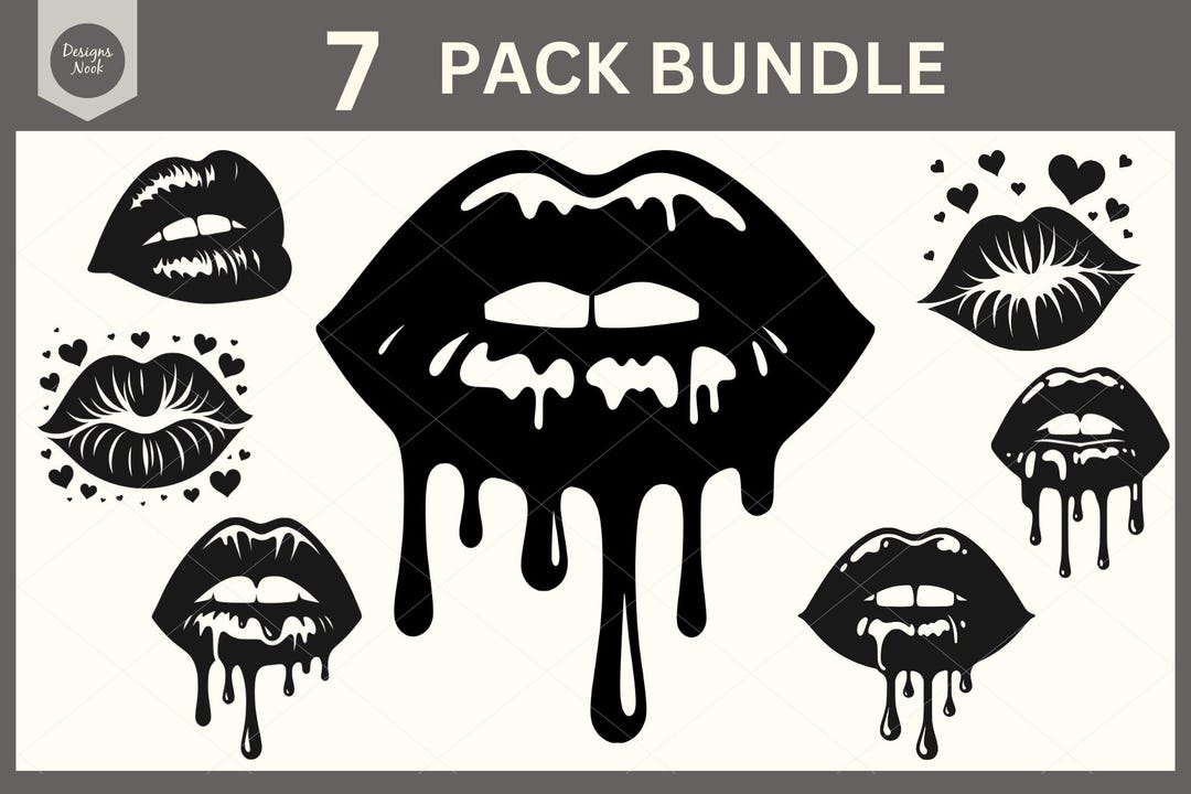 Lips SVG, Lips Kiss Svg Bundle, Dripping Lips Svg, Lips Cut File, Lips ...