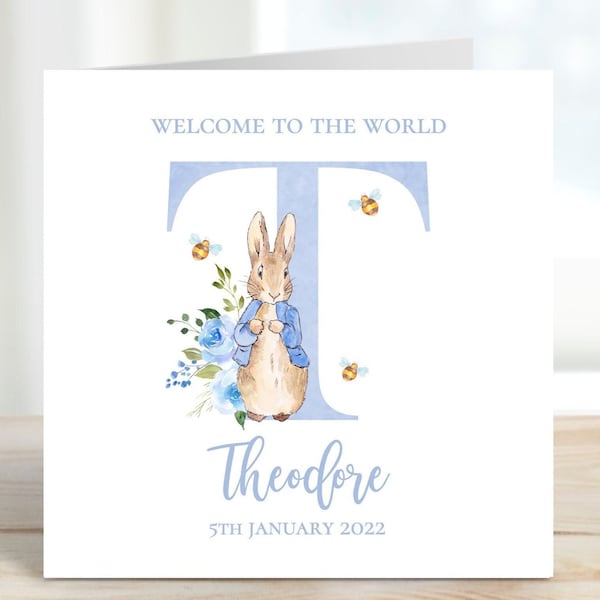 Personalised Peter Rabbit Pink Christening Card Baptism Card Customised ...