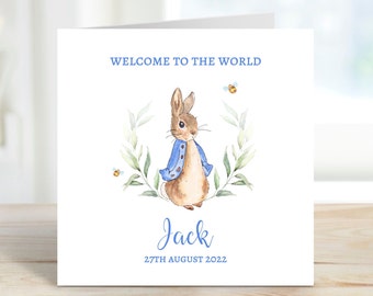 Personalised Peter Rabbit New Baby Card, New Baby, Personalised Card ...