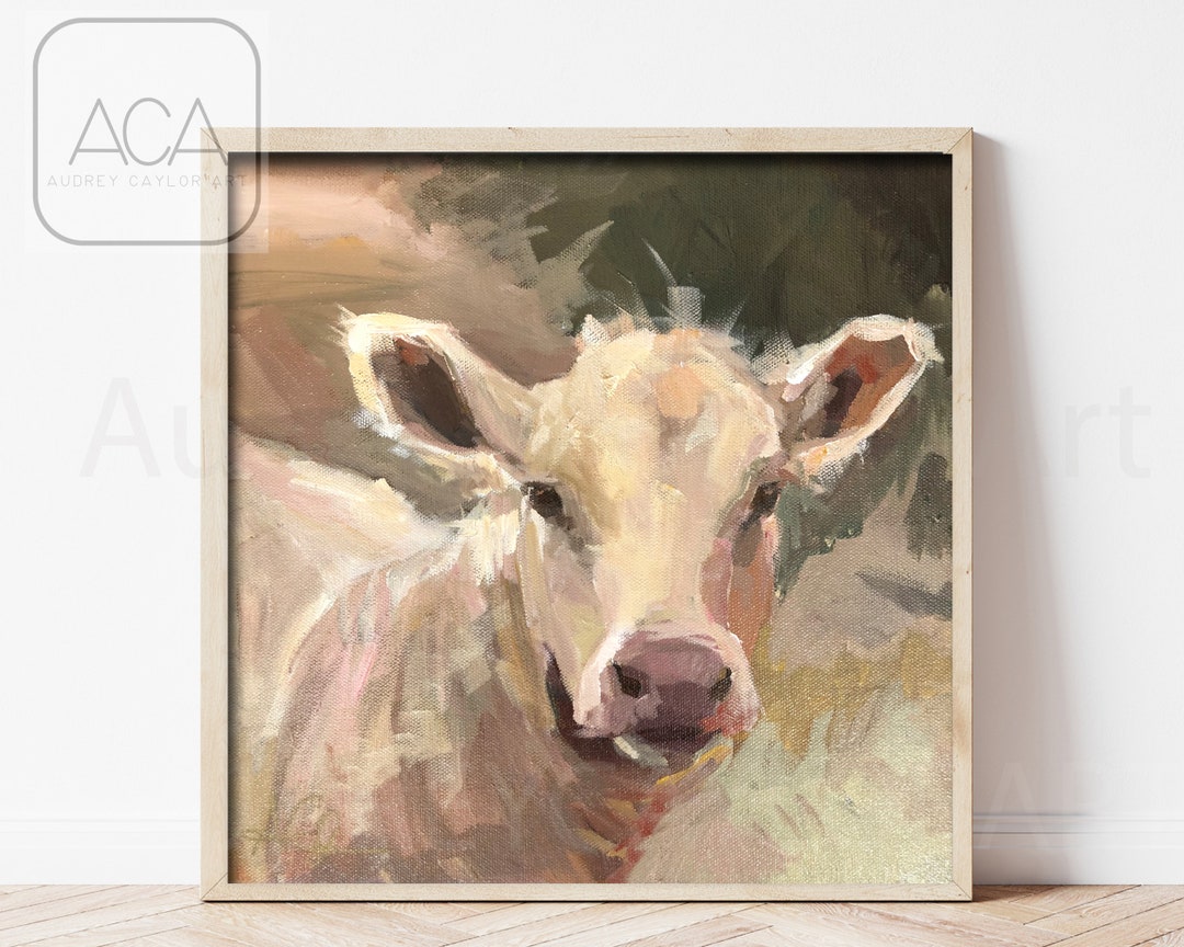 Cow Print Cow Art Cow Wall Art White Cow Painting Print - Etsy