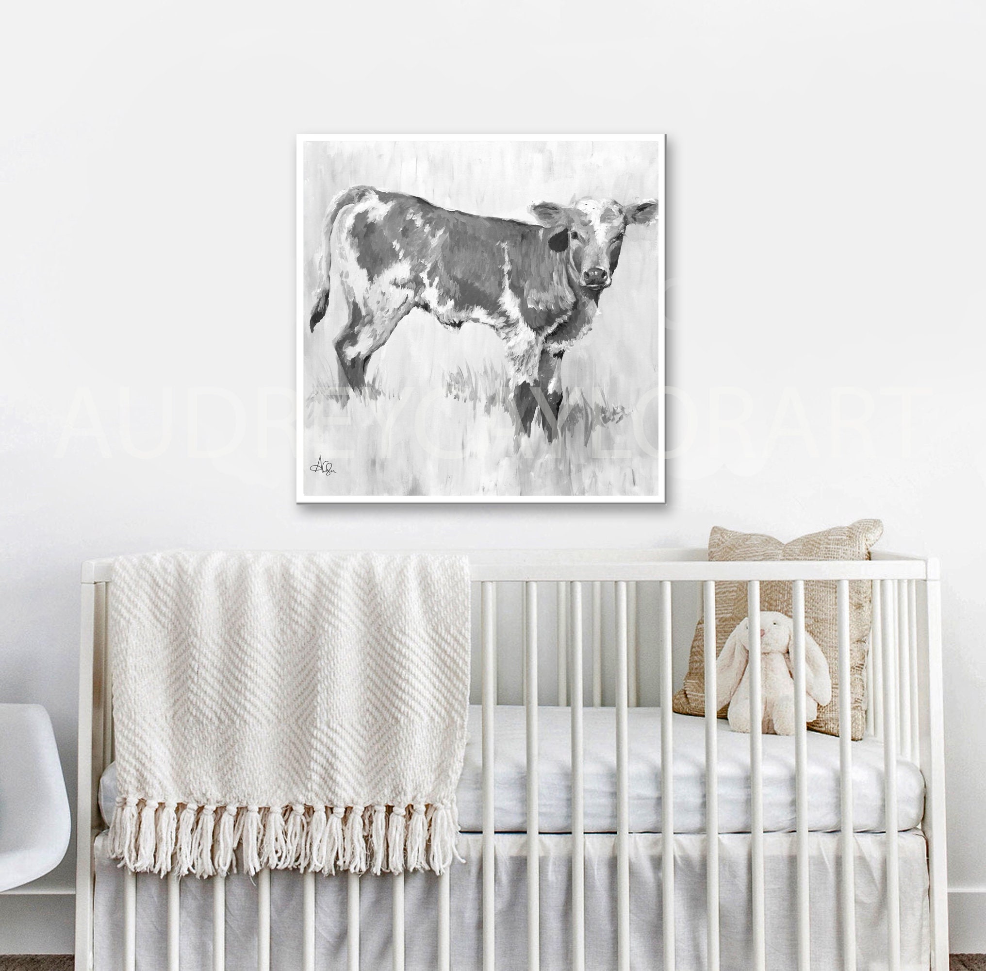 Calf Print Black and White Calf Art Calf Wall Art Farm - Etsy