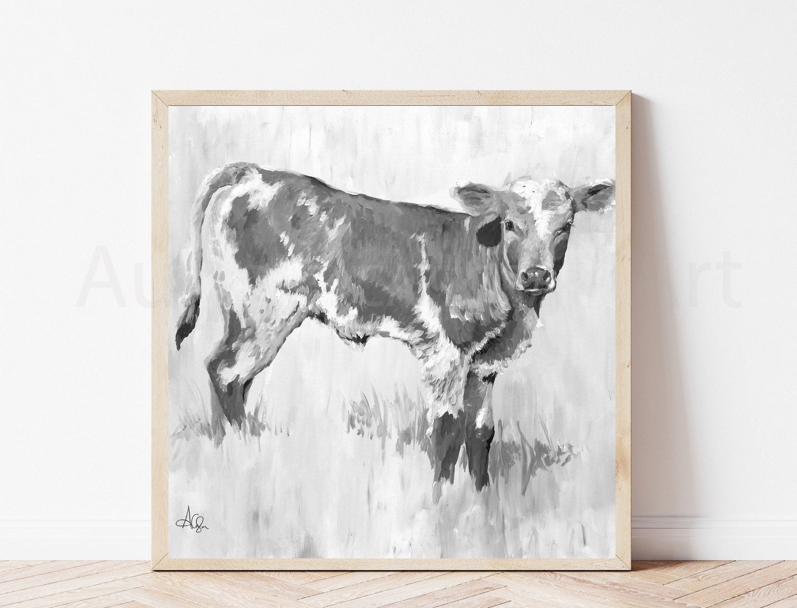 Calf Print Black and White Calf Art Calf Wall Art Farm - Etsy