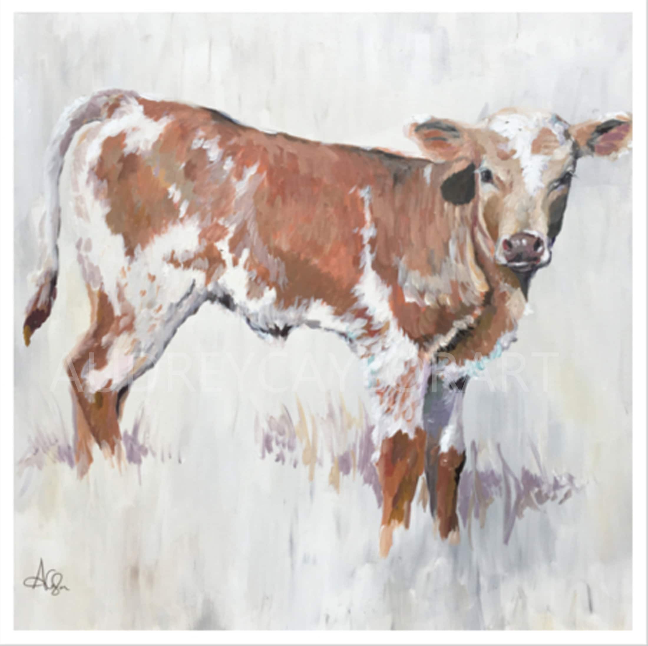 Calf Print Calf Art Calf Wall Art Farm House Art Caramel - Etsy