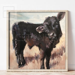 Angus Cow Print, Angus Calf Print, Nursery Calf Print, Black Angus Calf ...