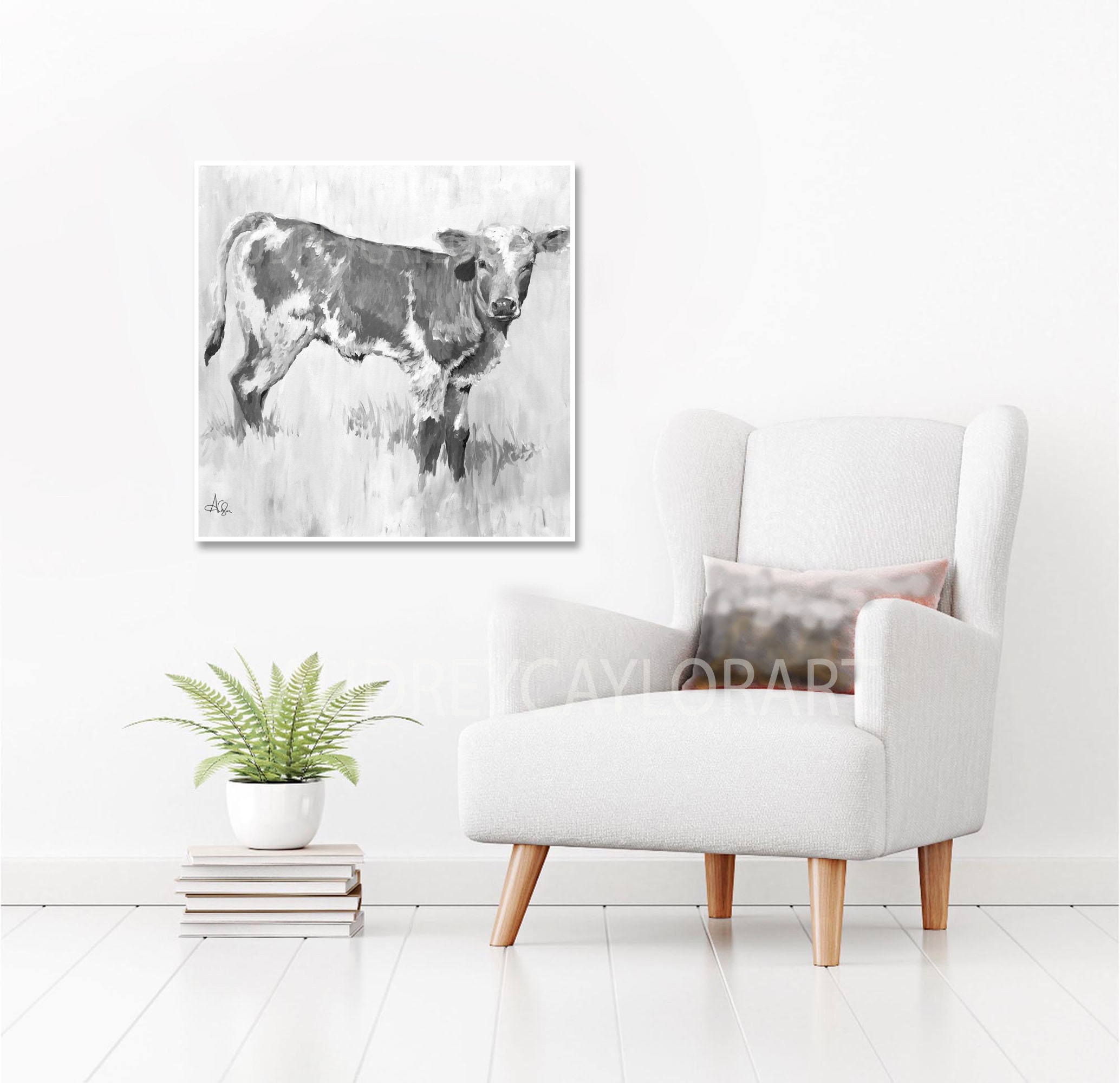 Calf Print Black and White Calf Art Calf Wall Art Farm - Etsy
